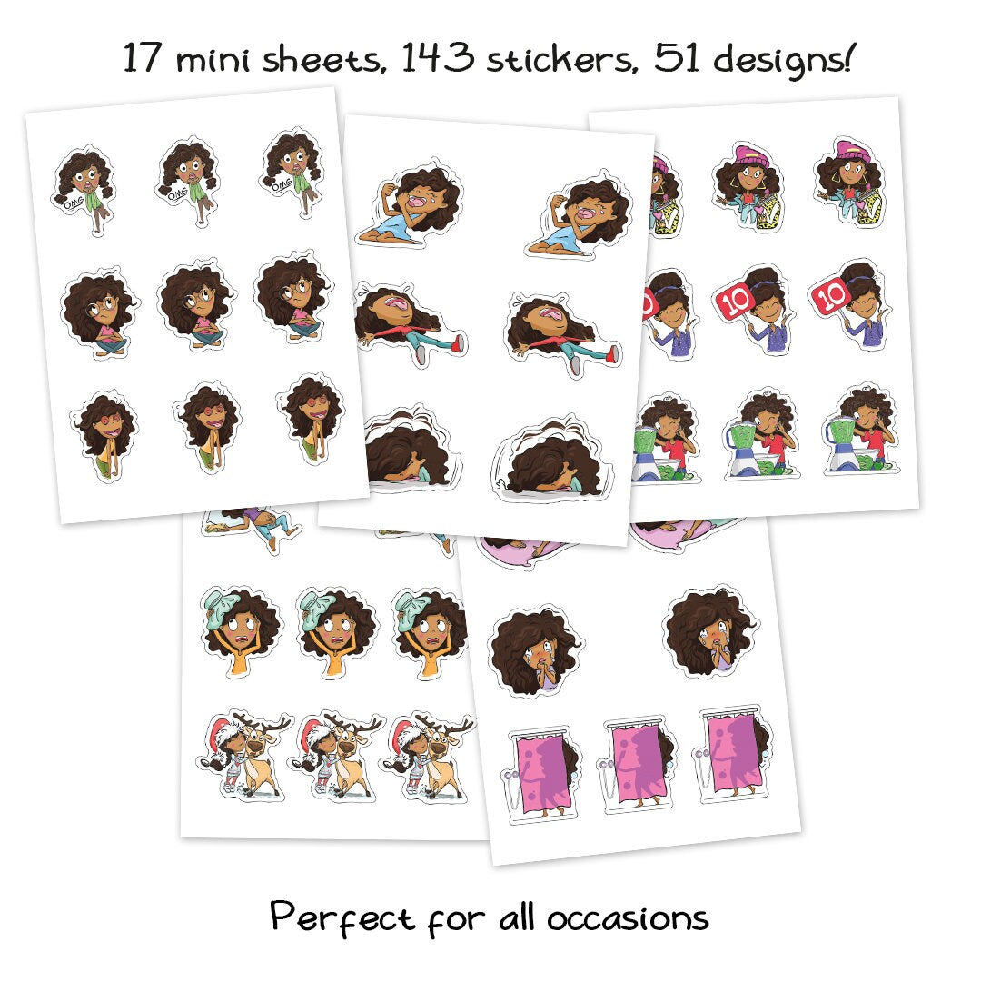 Mini Sticker Book - Vaalea / Brown skin, 18 mini sheets, SB006. Sticke ...