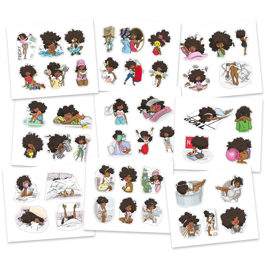 PART 1. Sticker book with Large Stickers - Nia / Brown skin, 47 sheets ...