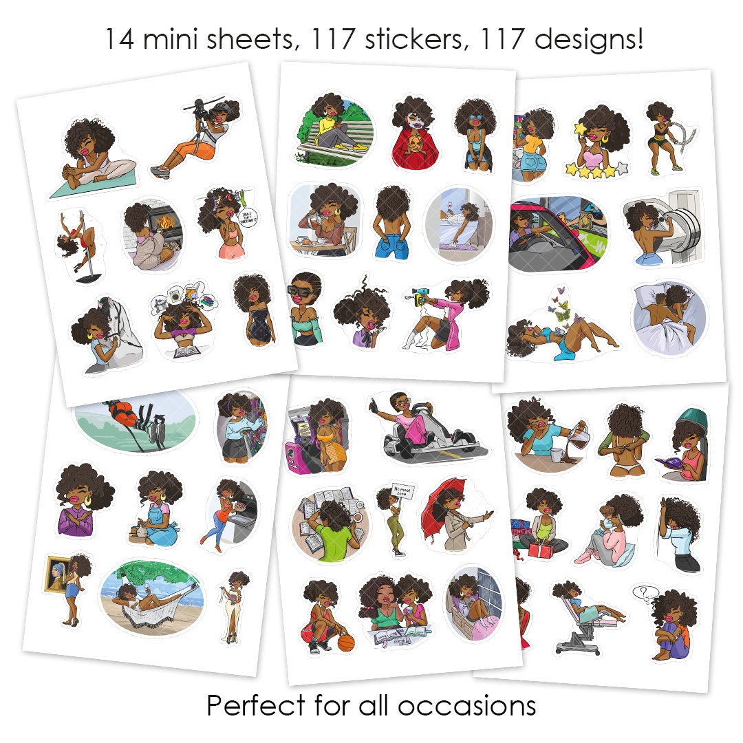 PART 2. Mini Sticker Book - Nia / Brown skin, 16 mini sheets, 122 stic ...